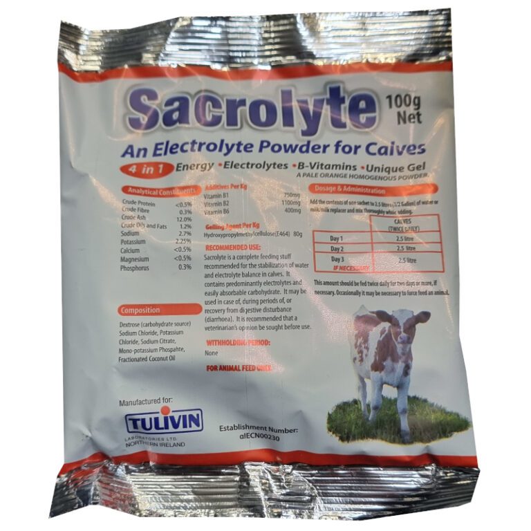 Tulivin Sacrolyte Electrolyte Powder for Calves & Pigs - Farm Vet Services